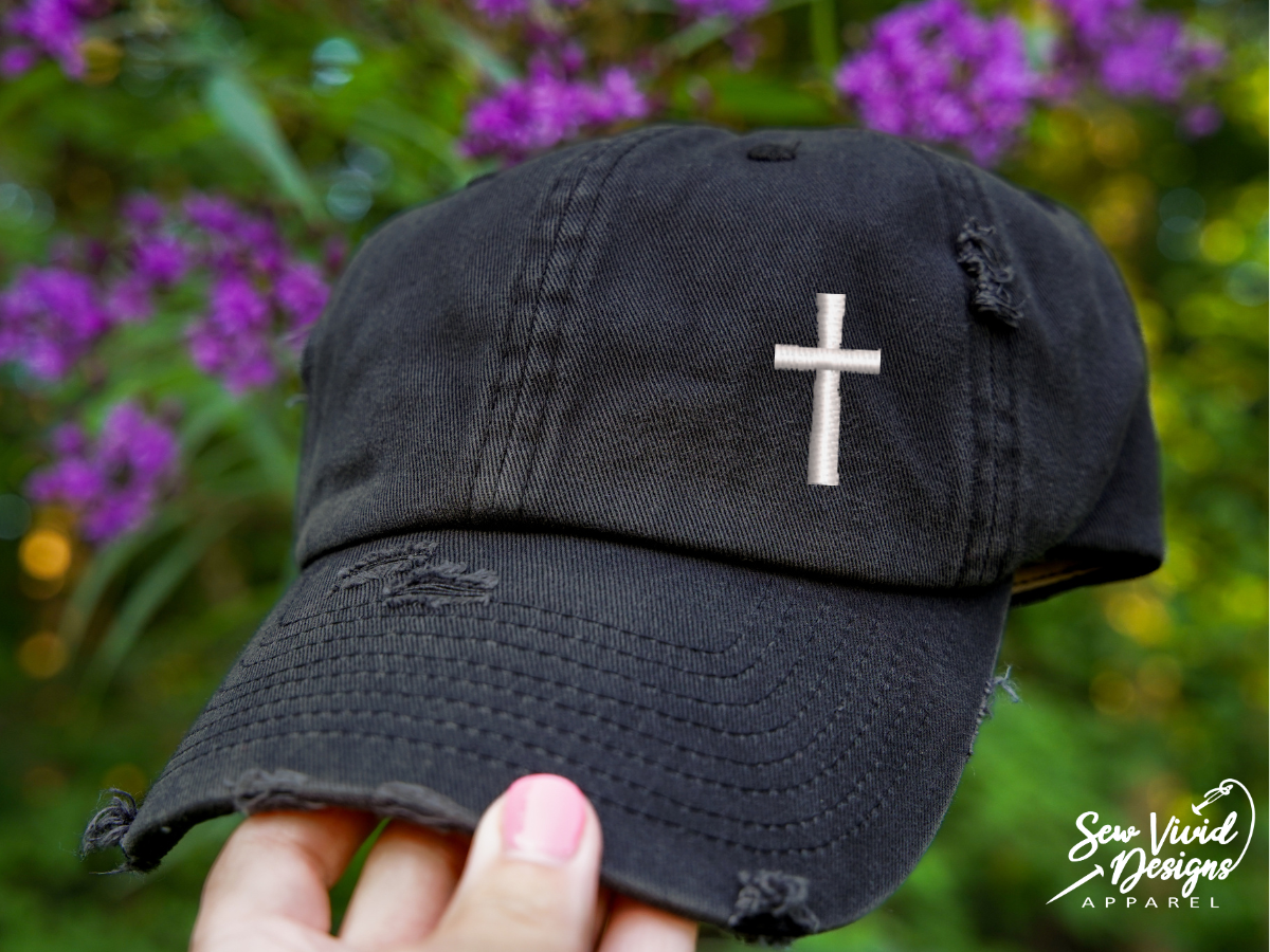 Cross Hat | Distressed Baseball Cap OR Ponytail Hat – Sew Vivid Designs