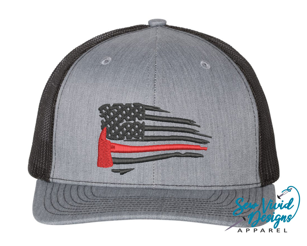 Waving Red Line Ax Flag | Richardson 112 – Sew Vivid Designs